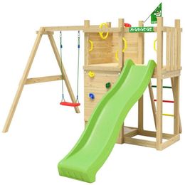 Jungle Gym Spielturm Deck, Spielanlage mit Schaukel und Rutsche mit Wasseranschluss, grün