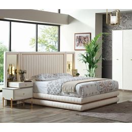 JVmoebel Schlafzimmer-Set Modern Schlafzimmer Set Bett + 2x Nachttische Design Möbel 3 tlg