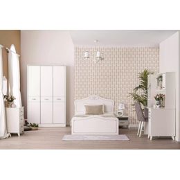 JVmoebel Jugendzimmer-Set Komplette Jugendbett Funktionsbett Ausziehbares Set 8tlg Holz Weiß