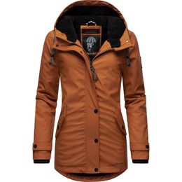 Navahoo Regenjacke Lindraa stylische wasserdichte Outdoorjacke mit Teddyfell, braun