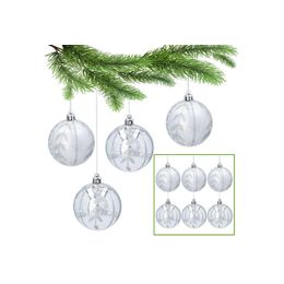 Sarcia.eu Weihnachtsbaumkugel Silberne kugeln mit Glitzter aus Kunststoff 7cm