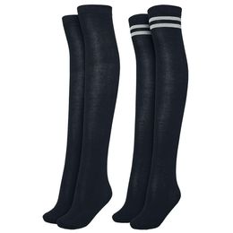Urban Classics Ladies Overknee Socks 2-Pack Kniestrümpfe schwarz schwarz grau in EU 36-39