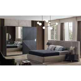 JVmoebel Schlafzimmer-Set Modern Schlafzimmer Set Bett + 2x Nachttische + Kleiderschrank Luxus