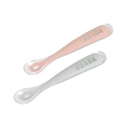 Silikon-Löffel FIRST MEAL 2er Set mit Box in grey/pink