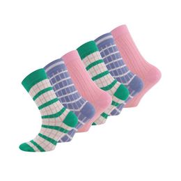 Ewers - Socken RIPPE & RINGEL 6er-Pack in pink, Gr.27-30