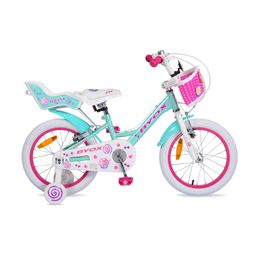 Byox Kinderfahrrad 16 Zoll Cupcake, St&uuml;tzr&auml;dern, Puppensitz, Korb, Metallrahmen pink