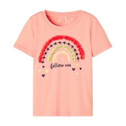 name it - T-Shirt NMFFLORENCE RAINBOW in apricot blush, Gr.92