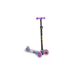 Byox Kinderroller Scooter Rapture aus Alu, Wassertransferdruck, PU Leuchtr&auml;der lila