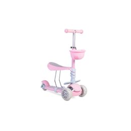 Moni Kinderroller Bubblegum 2 in 1, H&ouml;he einstellbar, Sitz abnehmbar, 3 R&auml;der rosa