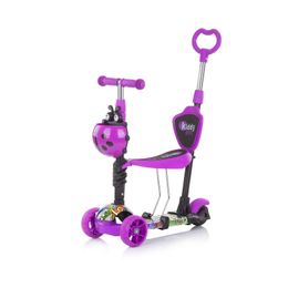 Chipolino Kinderroller 3 in 1 Kiddy Evo Schiebestange Vorderräder mit LED lila