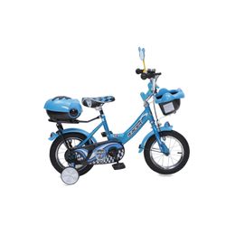 Byox Kinderfahrrad 12 Zoll 1282 blau Stützräder, Fahrradklingel, Korb, Spiegel