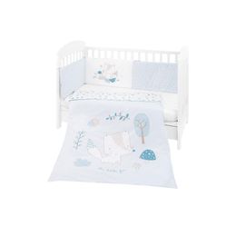 Kikkaboo Bettw&auml;sche 4-teilig Decke 135 x 95 cm Bezug Nestchen Bett 120 x 60 cm blau