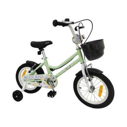 Makani Kinderfahrrad Pali 16 Zoll, verstellbar, Stützräder, Frontkorb, Klingel grün