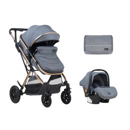 Kikkaboo Kombikinderwagen Kaia 3 in 1 Autositz, Adapter, Babywanne, Sportsitz dunkelgrau