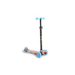 Byox Kinderroller Scooter Rapture aus Alu, Wassertransferdruck, PU Leuchtr&auml;der blau