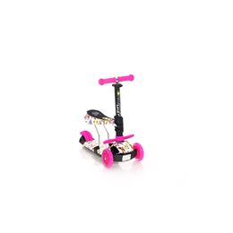Lorelli Kinderroller Laufrad 2 in 1 Smart PU Räder leuchten klappbar verstellbar rosa Schmetterlinge
