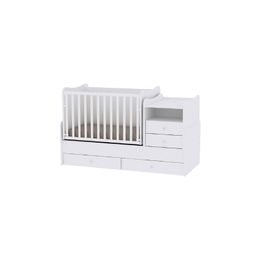 Lorelli Babybett Jugendbett Combo umbaubar 2 Kinder gleichzeitig Schaukelfunktion in wei&szlig;