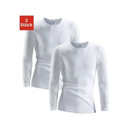 Clipper Unterhemd (2-St) schlichtes Basic, Unterziehshirt - in Doppelripp, Langarmshirt, weiß