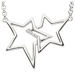 Schmuck Krone Silberkette Kette Halskette Collier Halsschmuck zwei Sterne mit Zirkonia 925 Silber 45cm