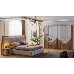 JVmoebel Schlafzimmer-Set Luxus Schlafzimmer set Bett + 2x Nachttische + Kleiderschrank Modern