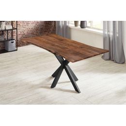 Esstisch Baumkante massiv Akazie nussbaum 160 x 85 schwarz HELENE