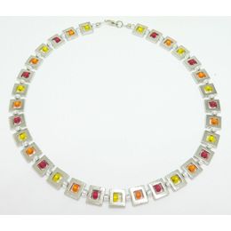 traumschmuck Collier 135w Halskette Kette Metallrahmen Glasperlen gelb