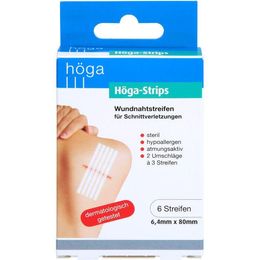 WUNDNAHTSTREIFEN Höga-Strips 6,4x80 mm 6 St
