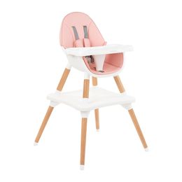 Kikkaboo Kinderhochstuhl Multi 3 in 1, Kinderstuhl, Tisch, Holzbeine, umbaubar rosa