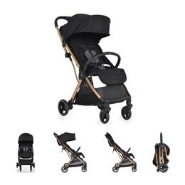 Cangaroo Kinderwagen easy Fold Buggy Alu Sonnendach verstellbar, faltbar, Korb schwarz gold