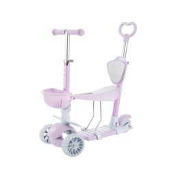 Makani Kinderroller, Dreirad, Laufrad, BonBon 4 in 1, mit Schiebestange, Korb lila