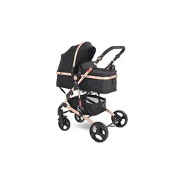 Lorelli Kinderwagen Alba Classic, großer Korb, Moskitonetz, Stoßdämpfer, faltbar schwarz