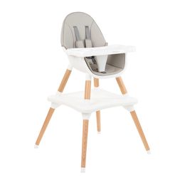 Kikkaboo Kinderhochstuhl Multi 3 in 1, Kinderstuhl, Tisch, Holzbeine, umbaubar grau