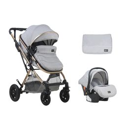 Kikkaboo Kombikinderwagen Kaia 3 in 1 Autositz, Adapter, Babywanne, Sportsitz hellgrau