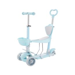 Makani Kinderroller, Dreirad, Laufrad, BonBon 4 in 1, mit Schiebestange, Korb blau