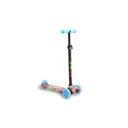 Byox Kinderroller Scooter Rapture aus Alu, Wassertransferdruck, PU Leuchträder blau