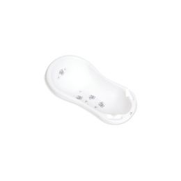 Lorelli Babybadewanne, 84 cm lang, Ablagefächer, ergonomische Form, ab Geburt weiß grau