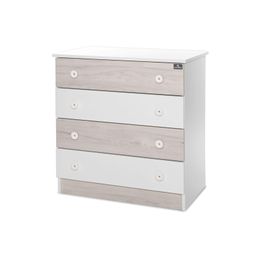 Lorelli Kommode Dresser 81 x 50 x 86 cm, 4 große Schubladen, schnelle Montage grau weiß