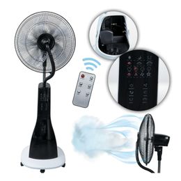 TroniTechnik® Standventilator mit Wasserkühlung, Sprühnebel Raumbefeuchter, Fernbedienung, Oszillierend, 3 Stufen, Timer