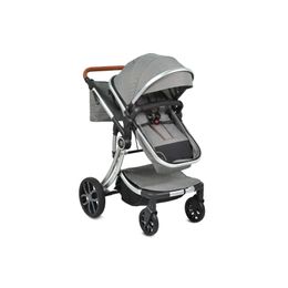 Moni Kinderwagen Polly 3 in 1 Babyschale, Babywanne, Sportsitz, klappbar, Tasche grau