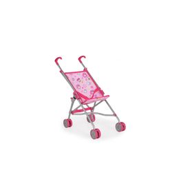 Moni Puppenwagen Kaya S9302 rosa Hasenmotiv mit Doppelräder, Schiebehöhe 55 cm rosa