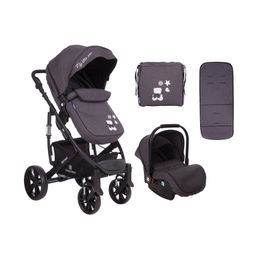 Kikkaboo Kombikinderwagen 3 in 1 Beloved Babywanne Autositz Wickeltasche faltbar dunkelgrau