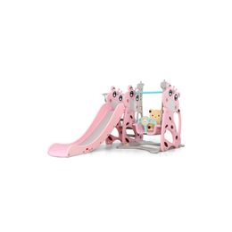 Moni, Kinderrutsche mit Schaukel Miki HBS18019, Basketballkorb, verstellbar rosa