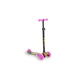 Byox Kinderroller Scooter Rapture aus Alu, Wassertransferdruck, PU Leuchträder rosa