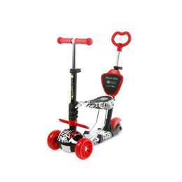 Lorelli Kinderroller Draxter Plus 3 in 1 Schiebestange, Sitz, Vorderräder LED rot