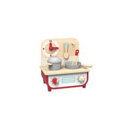 Tooky Toy 2 in 1 Kinder-Holzküche, Grill TF327 Kochplatten, Grillplatte, Gemüse rot