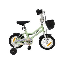 Makani Kinderfahrrad 12 Zoll Pali Stützräder Klingel Sitz und Lenker verstellbar grün