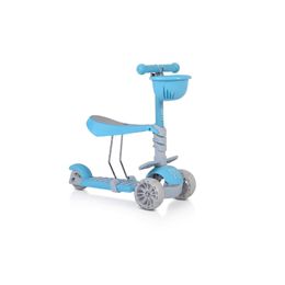 Moni Kinderroller Bubblegum 2 in 1, Höhe einstellbar, Sitz abnehmbar, 3 Räder blau