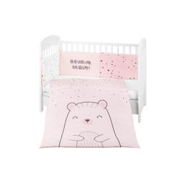 Kikkaboo Babybettwäscheset Bär 3tlg Decke 135 x 95 cm Nestchen 180 x 35 cm Bezug rosa