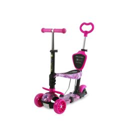 Lorelli Kinderroller Draxter Plus 3 in 1 Schiebestange, Sitz, Vorderräder LED pink