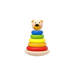 Tooky Toy Stapelturm TKF004 Bär bunte Stapelpyramide lustiger Stapelspaß gelb